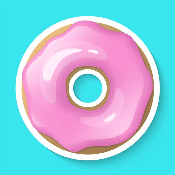 Donut Isolated White Background Cute Colorful Glossy Donuts Pink Glaze Stock Vector Image by ...