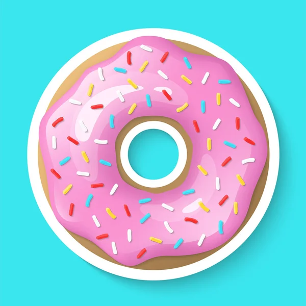 Donut Isolated White Background Cute Colorful Glossy Donuts Pink Glaze Stock Vector Image by ...