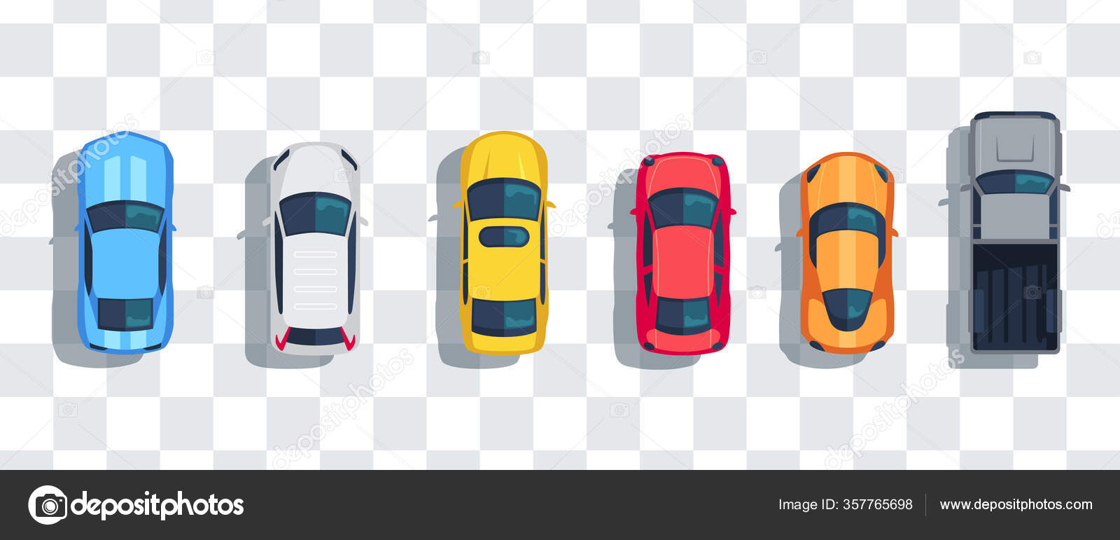 Autos Von Oben Von Oben Betrachtet Isoliert Netter Schöner Cartoon ...