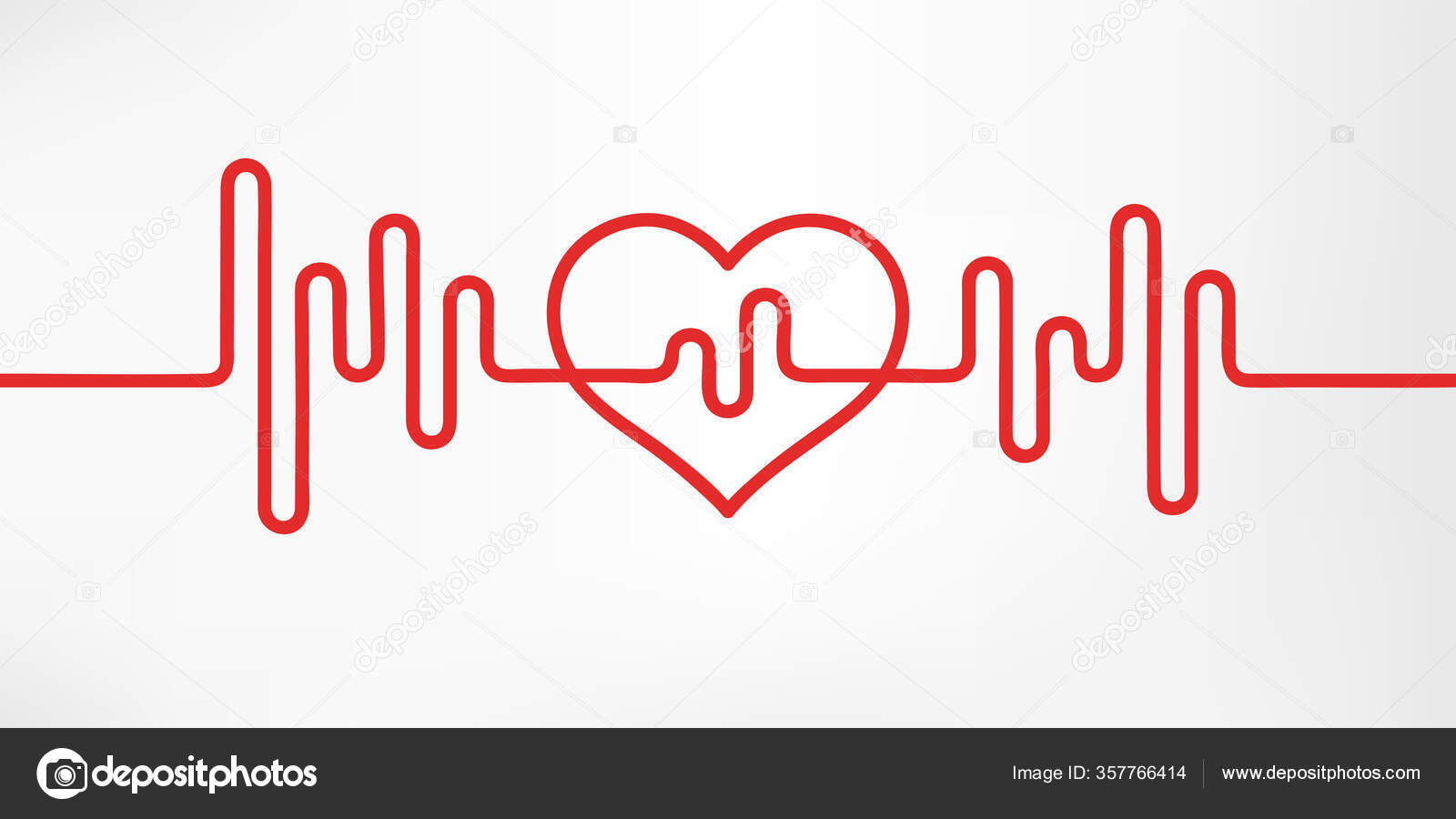 Heart Pulse Red White Colors Heartbeat Lone Cardiogram Beautiful ...