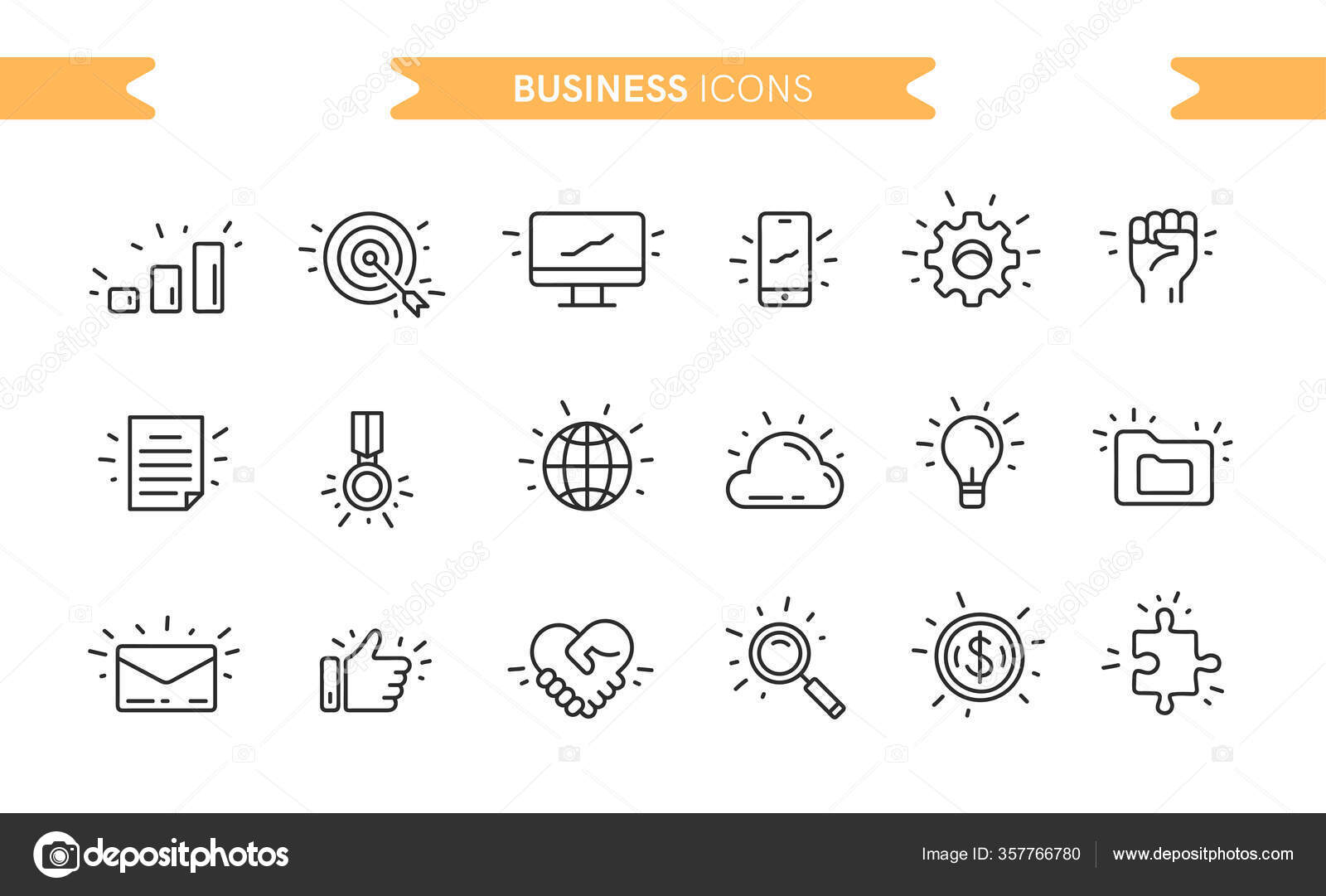 Business Icons Set Isolated Line Art Editable Signs Symbols Modern ...