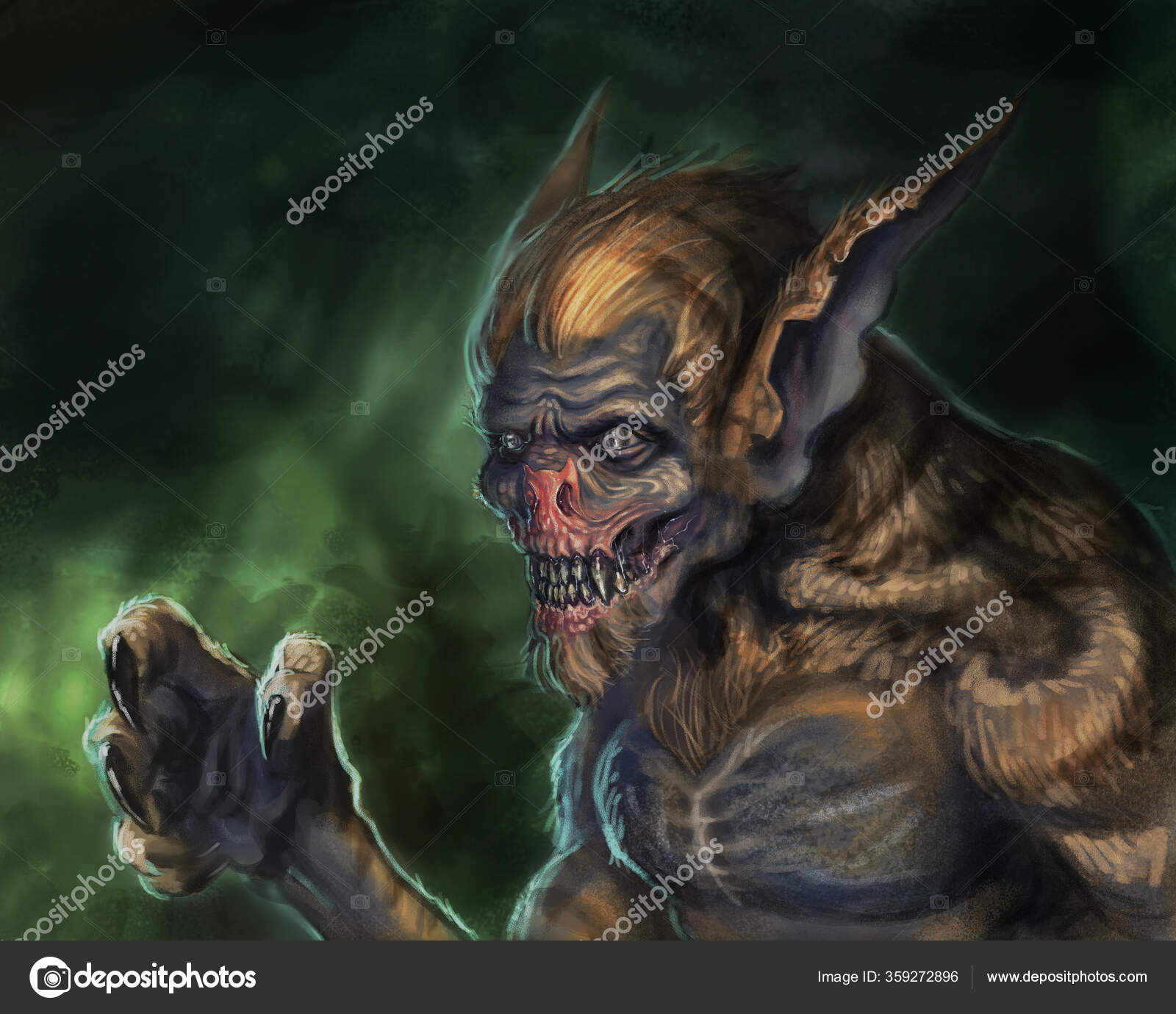 Were Bat Creature Concept Art Design Digital Fantasy Painting Stock ...