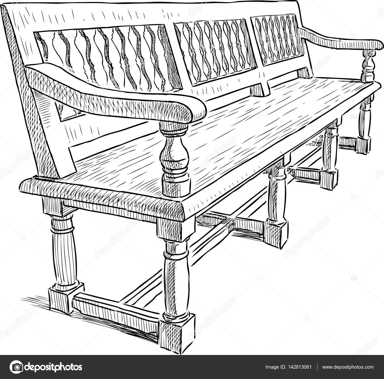 Wooden Bench Cartoon Vector And Illustration, Black And, 53% OFF