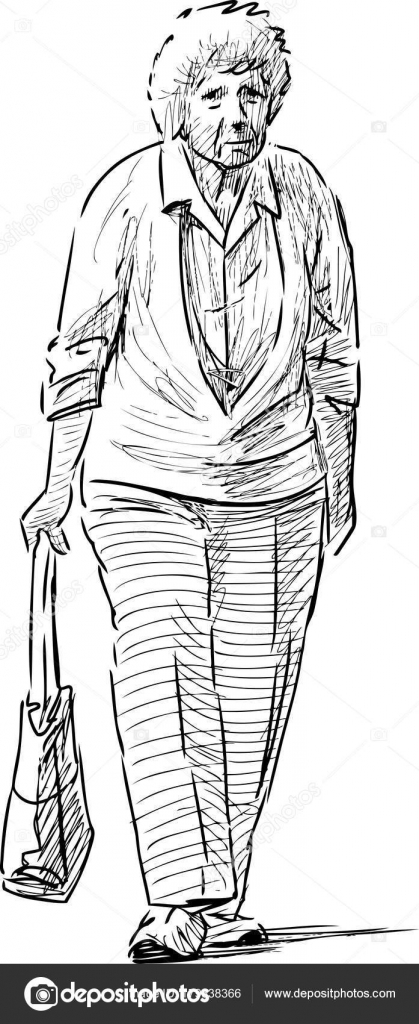 Sketch Strolling Elderly Woman Stock Vector Image By ©alekseimakarov