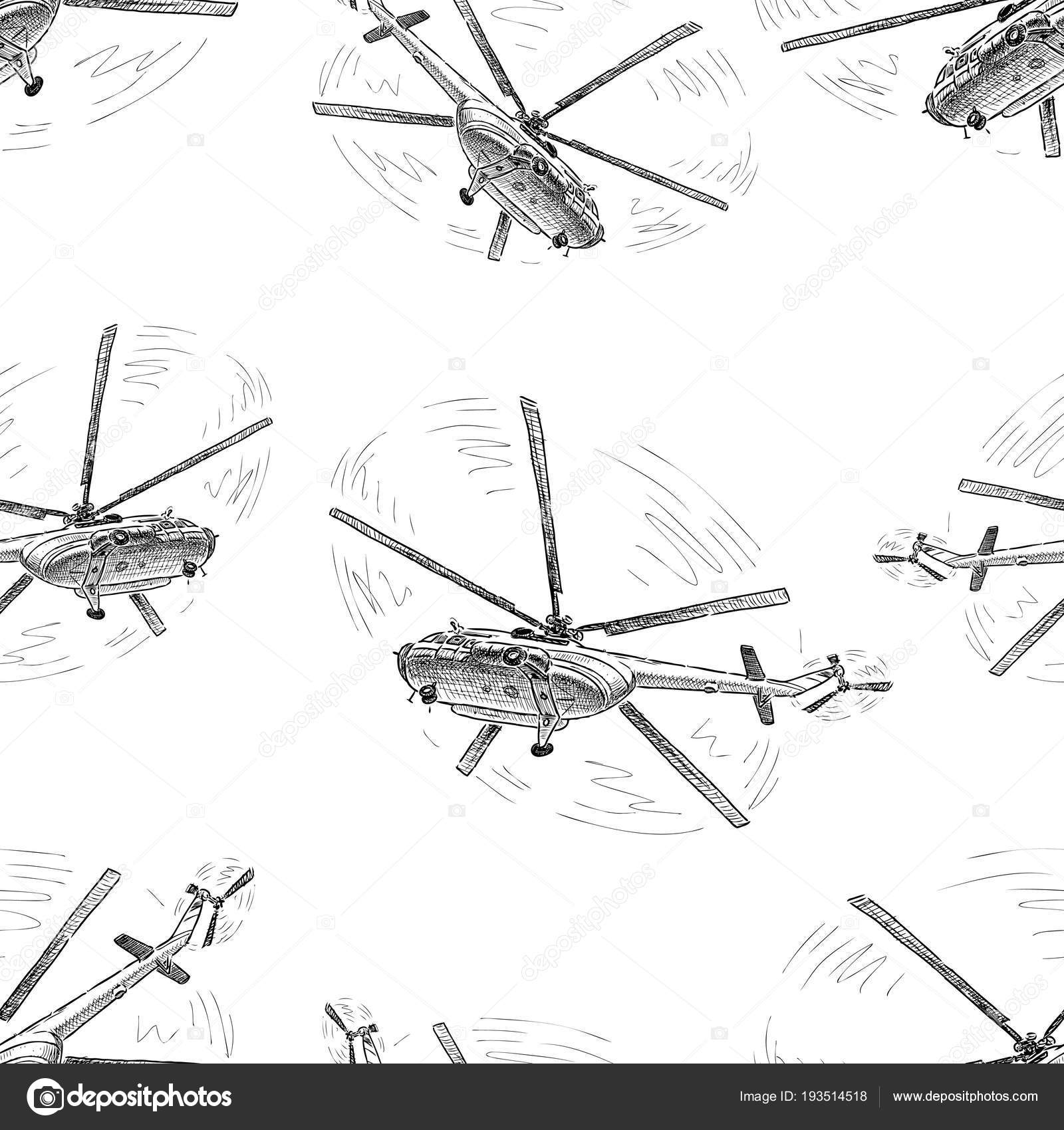 Pattern Helicopters Flight Stock Vector by ©alekseimakarov 193514518