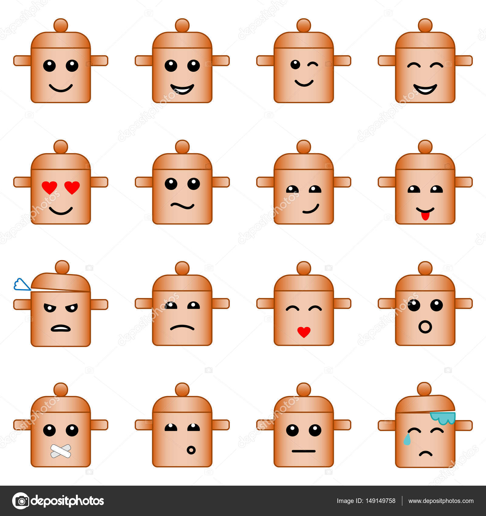 Emotional Pan Face Icons Stock Vector by ©KronaLux 149149758