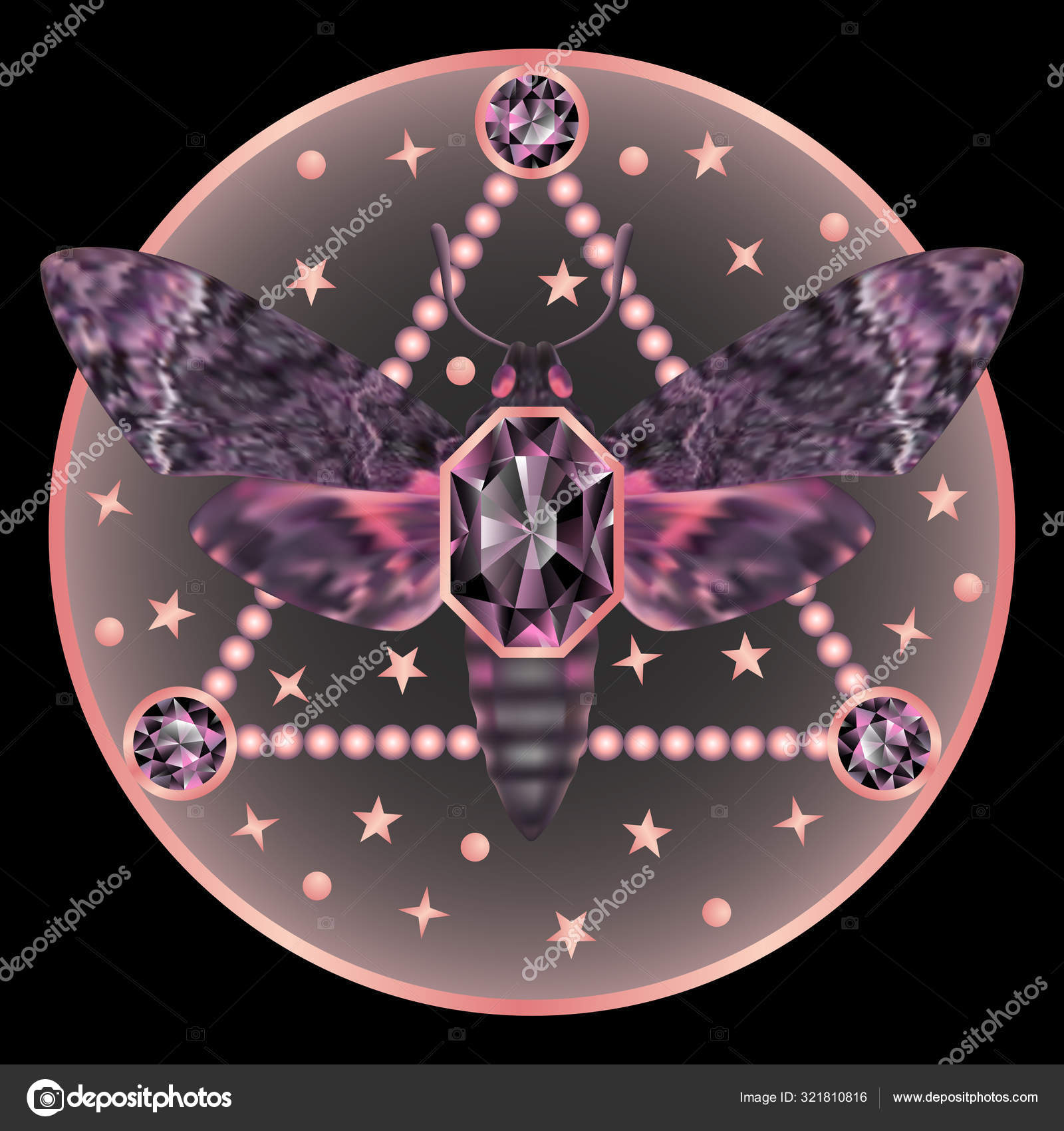 Death head moth jewelry vector mystical pattern Stock Vector Image by ...