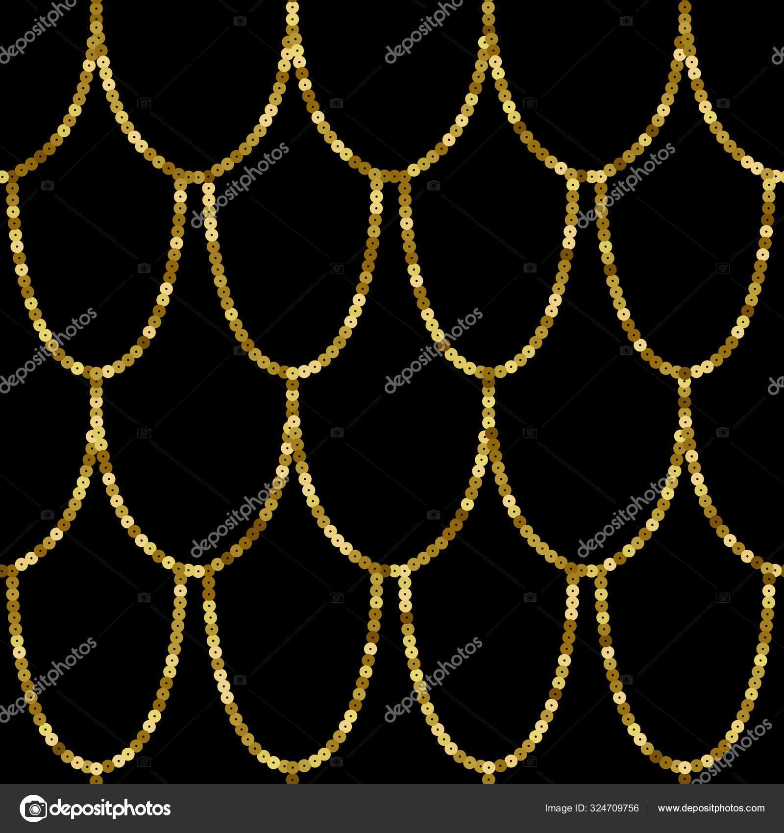 Art Deco Golden Sequin Seamless Pattern. Gatsby Luxury Retro Background ...