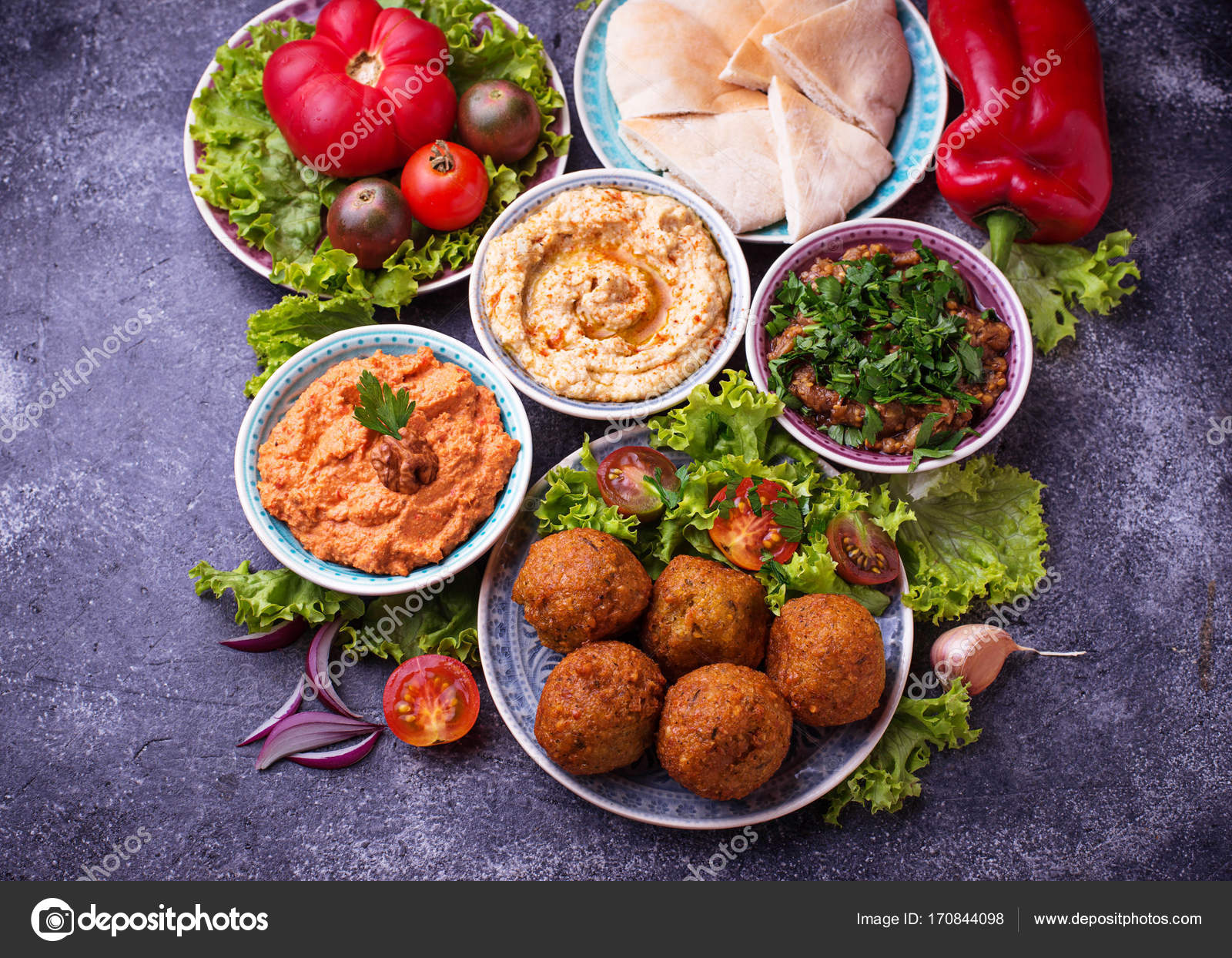 Selection of Middle eastern or Arabic dishes. Stock Photo by ©yulianny ...