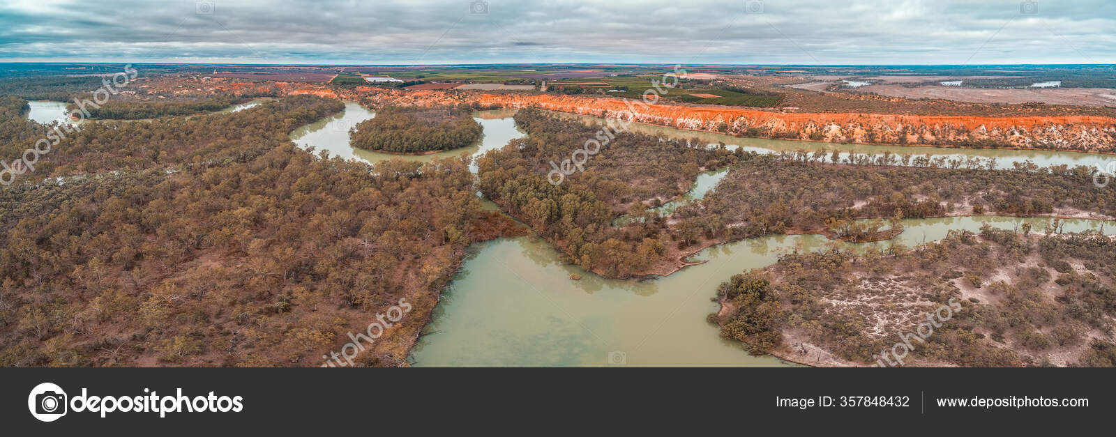 Amplo Panorama Aéreo Rio Murray Região Riverland Austrália Sul fotos ...