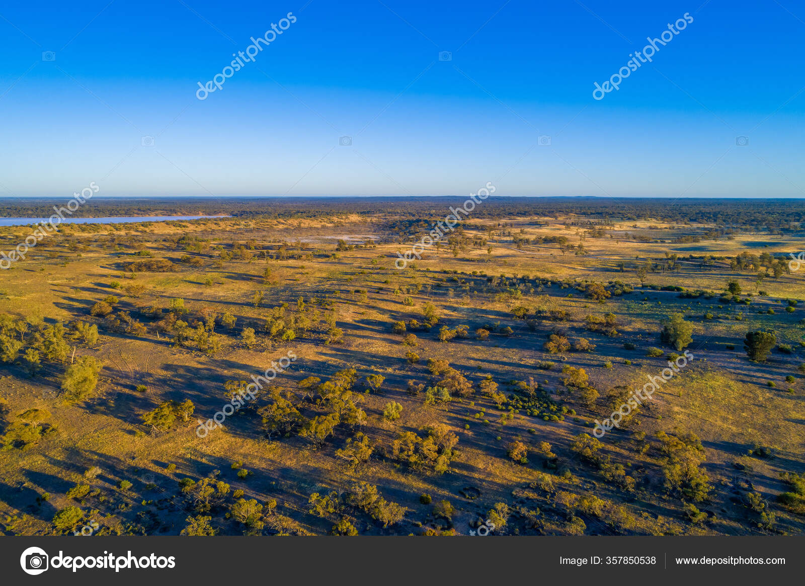Australian Outback Sunset Aerial View — Stock Photo © gregbrave #357850538