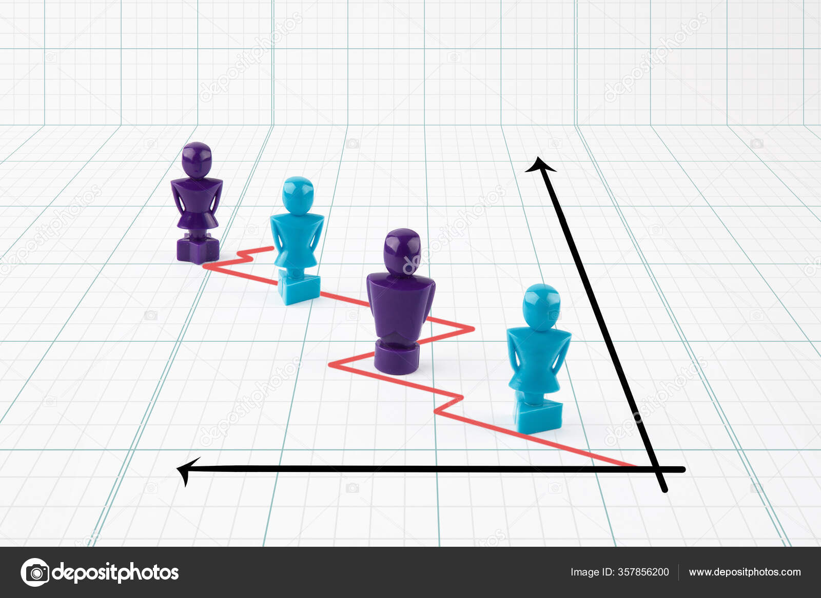 Faceless Male Female Figurines Situated Line Graph Representing ...