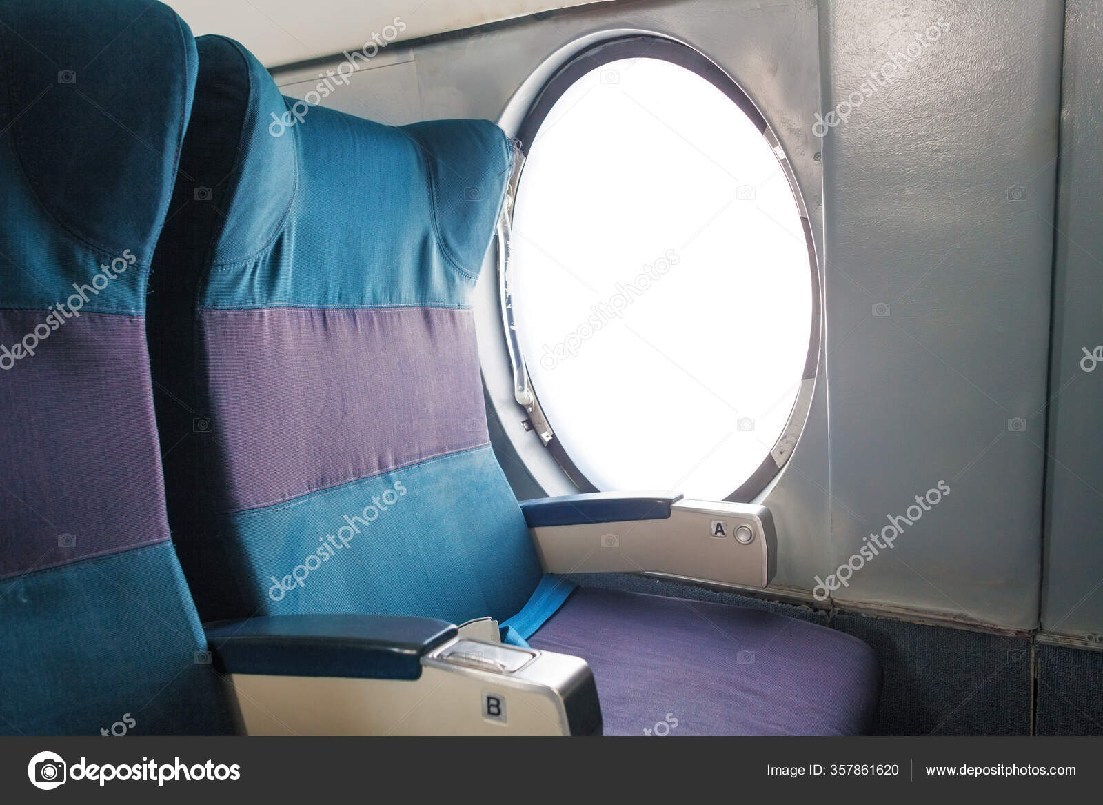 Old Aircraft Cabin Seat Window — Stock Photo © gregbrave #357861620