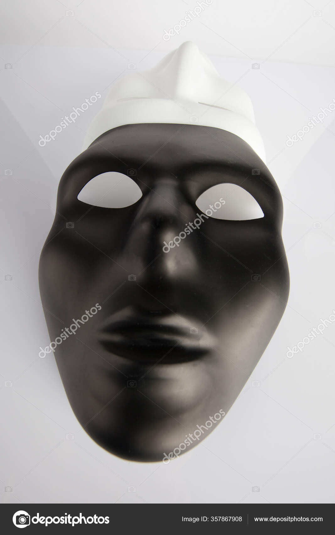 Black White Masks Joined White Reflective Background Wide Angle ...