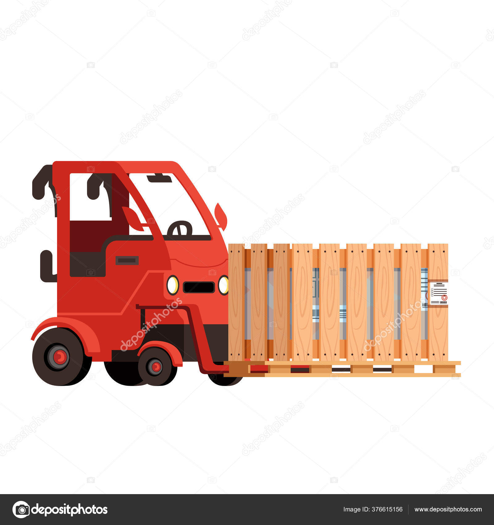 Auto loader with box packed. Cargo transportation. Isolated on white ...