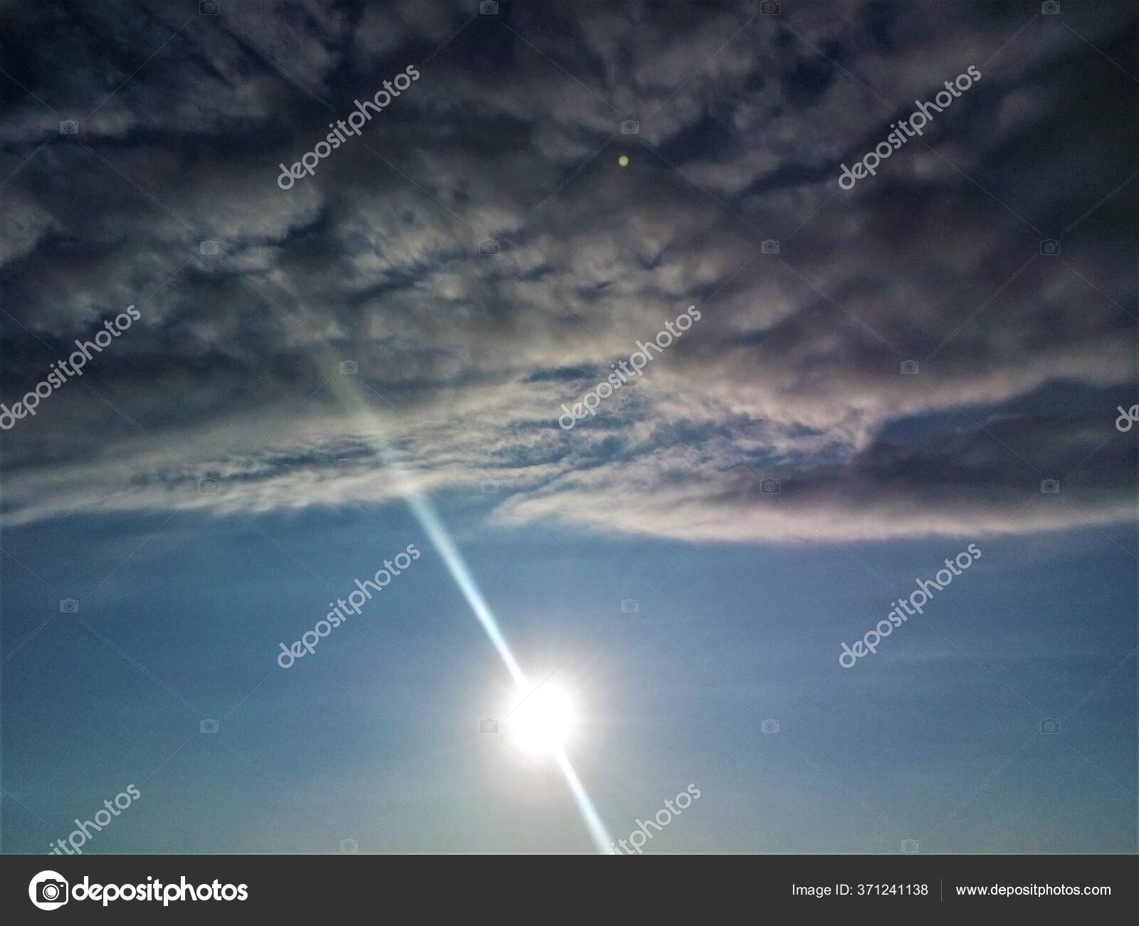 Bright Sun Disk Its Rays Huge Cloud Sheeps Wool — Stock Photo © marina ...