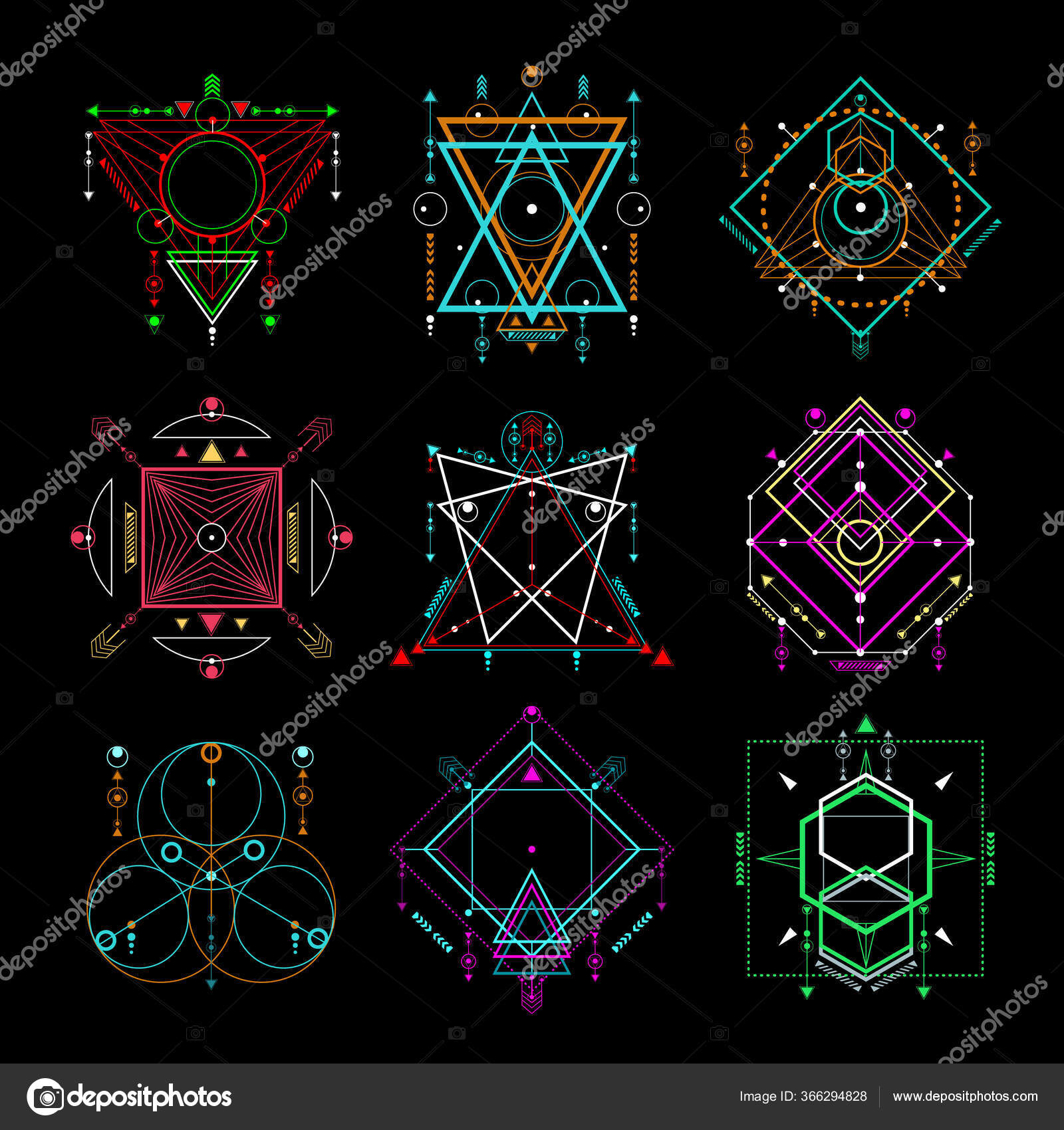 Geometry Symbols And Signs Vector Set Of Sacred Geometry Symbols With