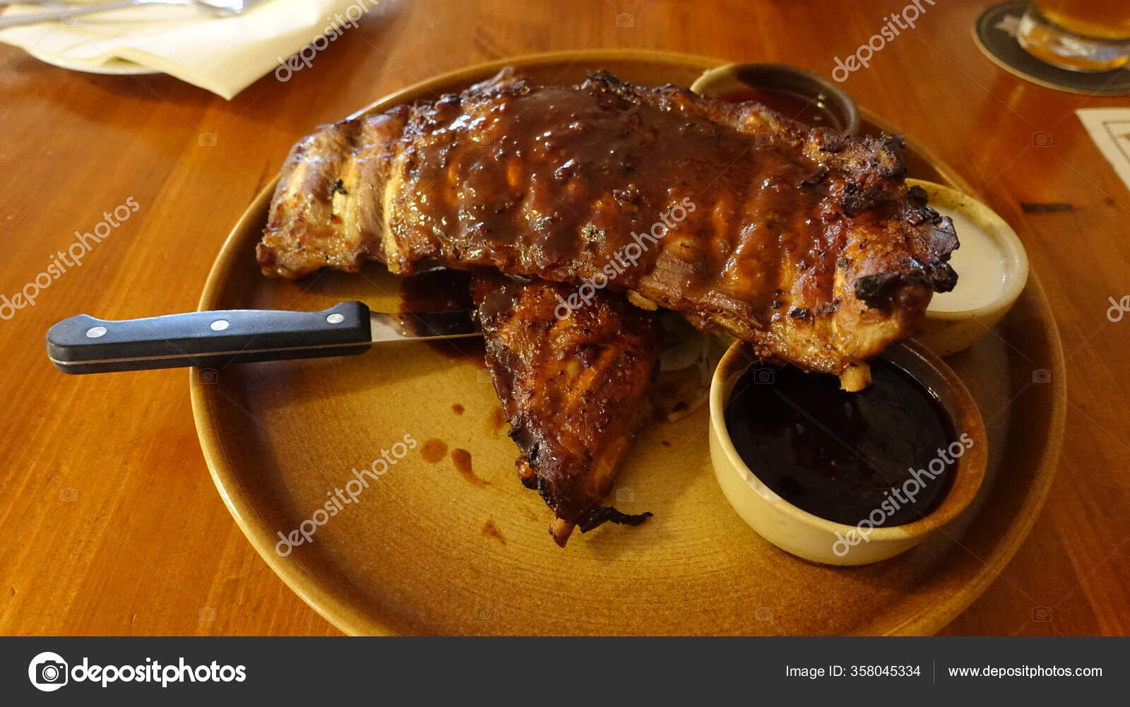 Rack Delicious Baby Back Ribs Barbecue Sauce French Fries Coleslaw ...
