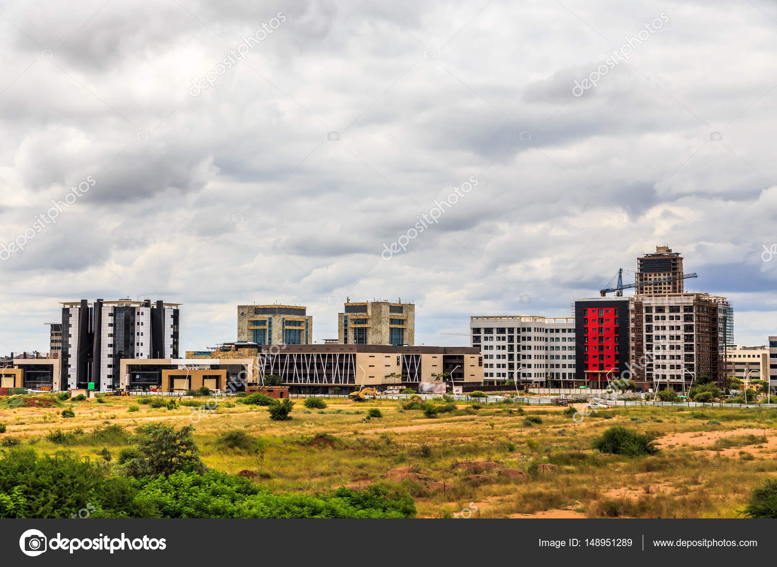 Rapidly developing central business district, Gaborone, Botswana ...