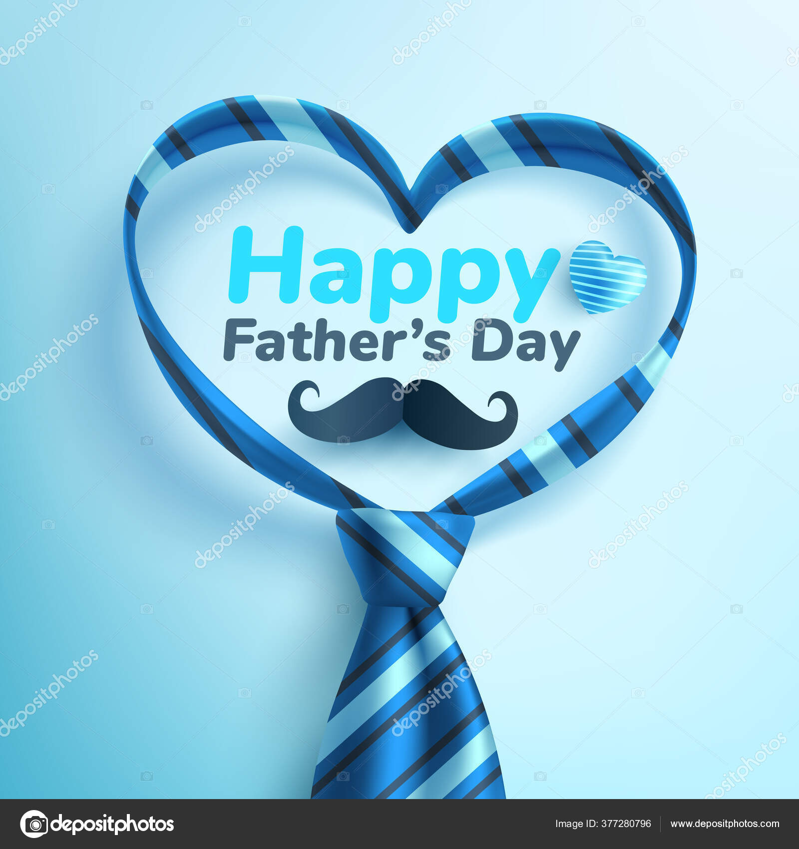 Happy Father's Day Poster Banner Template Heart Shape Necktie Blue ...