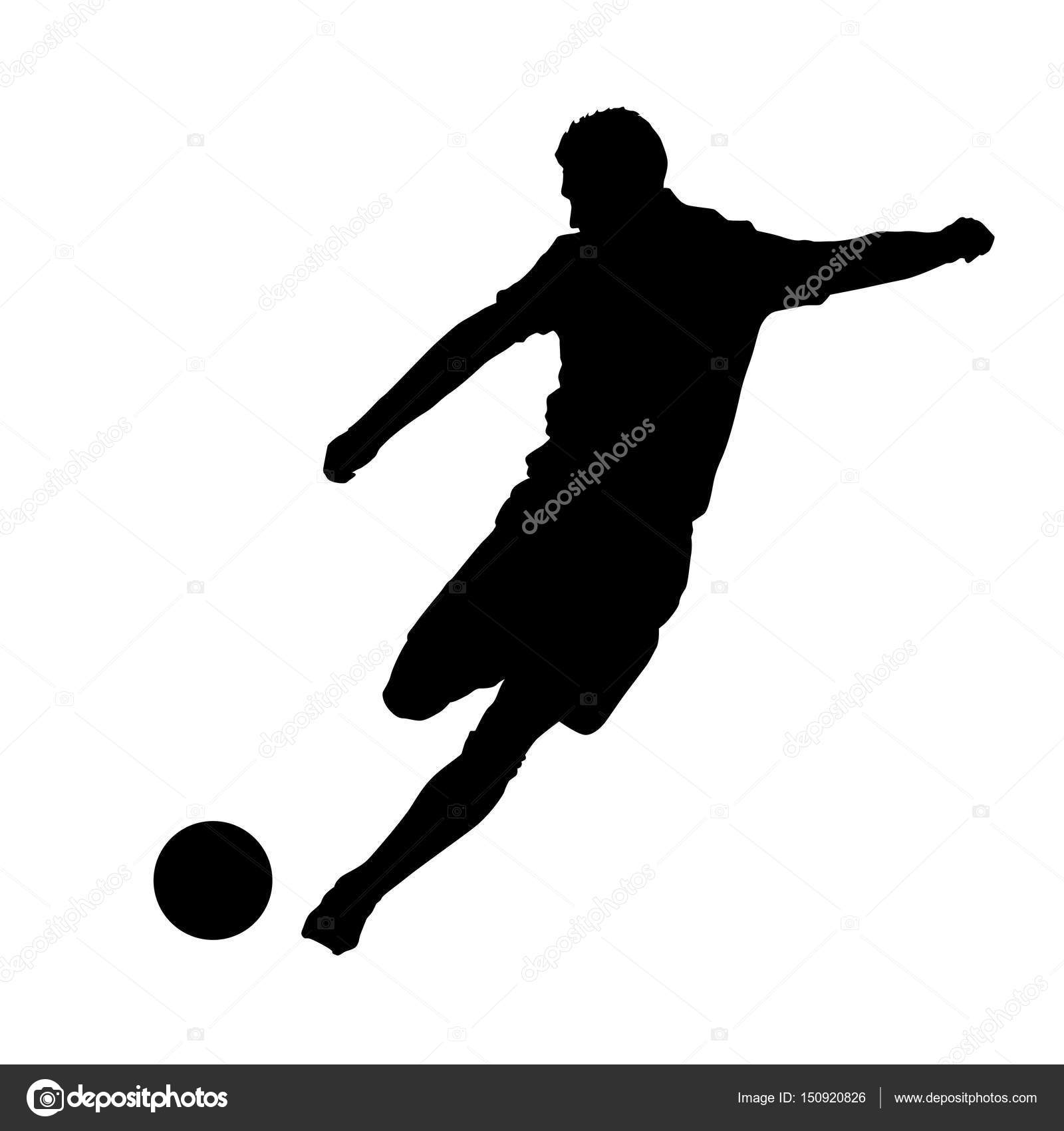 Soccer player kicking ball, front view Stock Vector by ©msanca 150920826