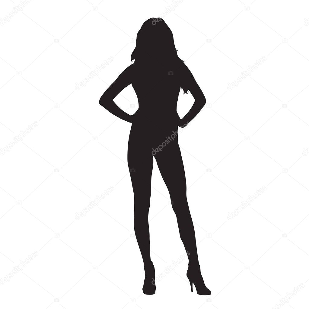 Sexy Model Woman Isolated Vector Silhouette — Stock Vector © Msanca