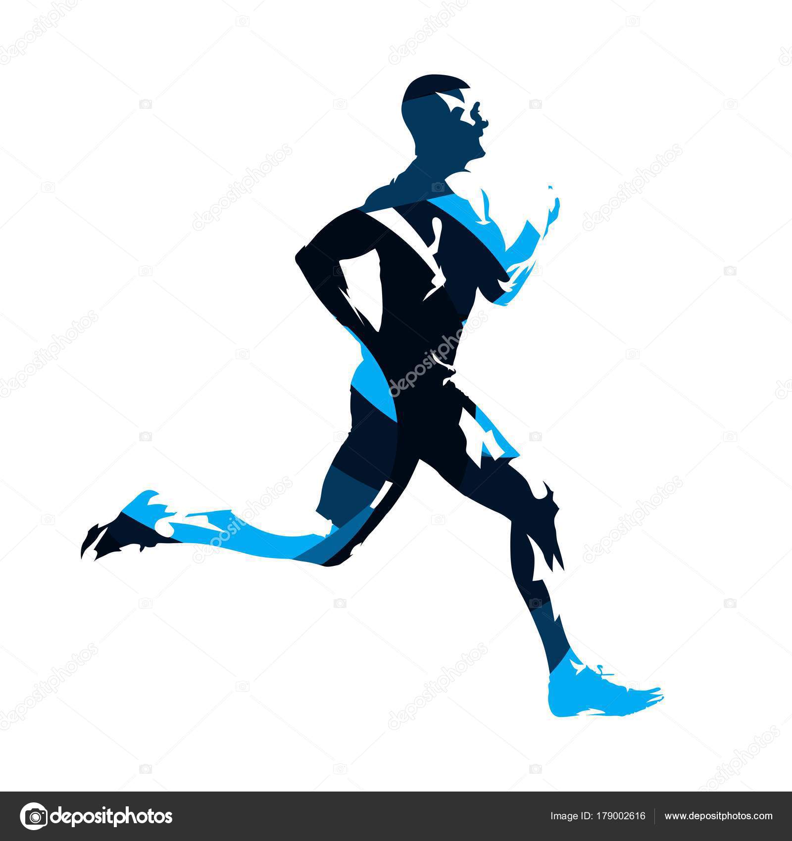 Hombre corriendo, silueta de vector azul abstracto. Correr, vista ... Hombre corriendo, silueta de vector azul abstracto. Correr, vista ...