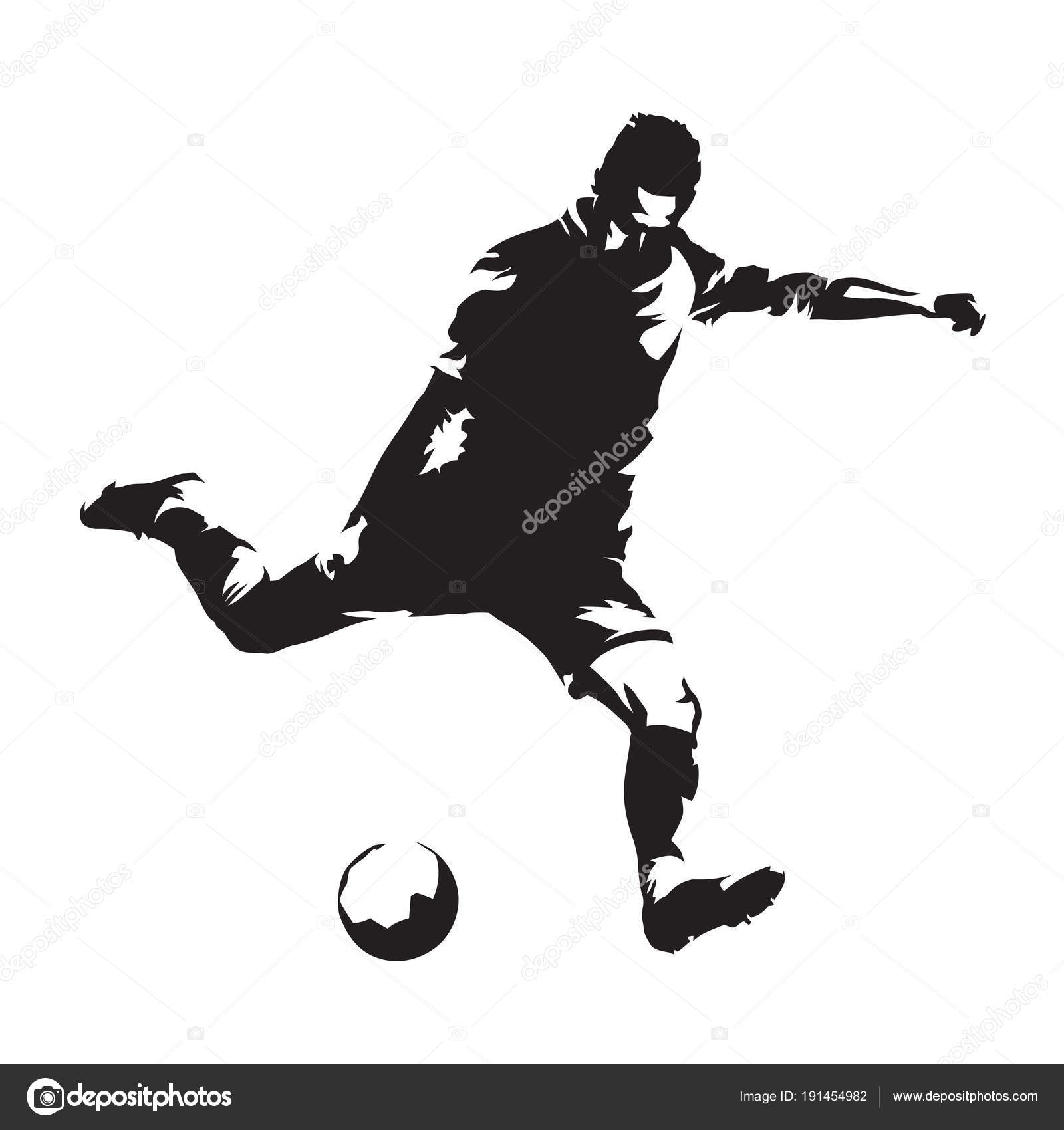 European football player shooting ball, soccer. Isolated vector ⬇ ...