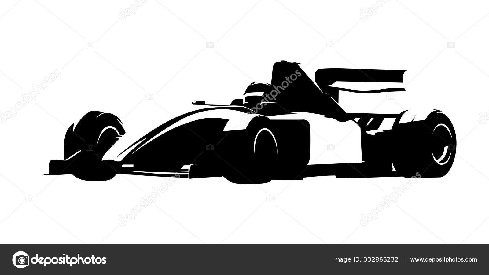 Formula racing car, isolated vector silhouette, ink drawing Stock ... Formula racing car, isolated vector silhouette, ink drawing Stock ...