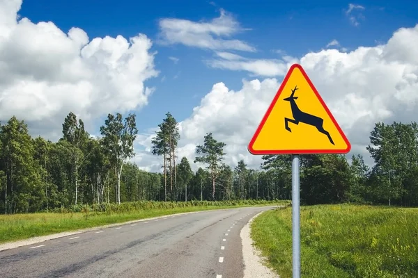 Wild animals ahead sign Stock Photos & Royalty-Free Images | Depositphotos