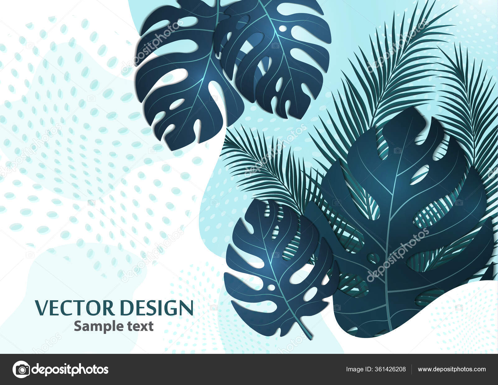 Abstract Tropical Background Palm Leaves Monstera Composition Exotic ...