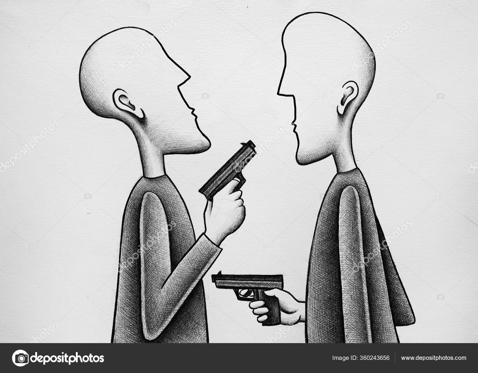 Anonymous Characters Facing Each Other Holding Gun Image Symbolizing ...