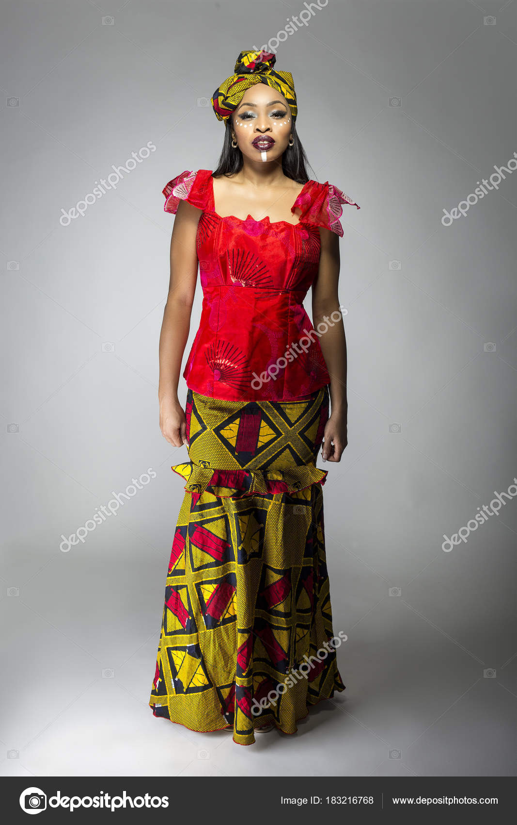 Black Female Showing African Pride Wearing Traditional Nigerian Dress ...