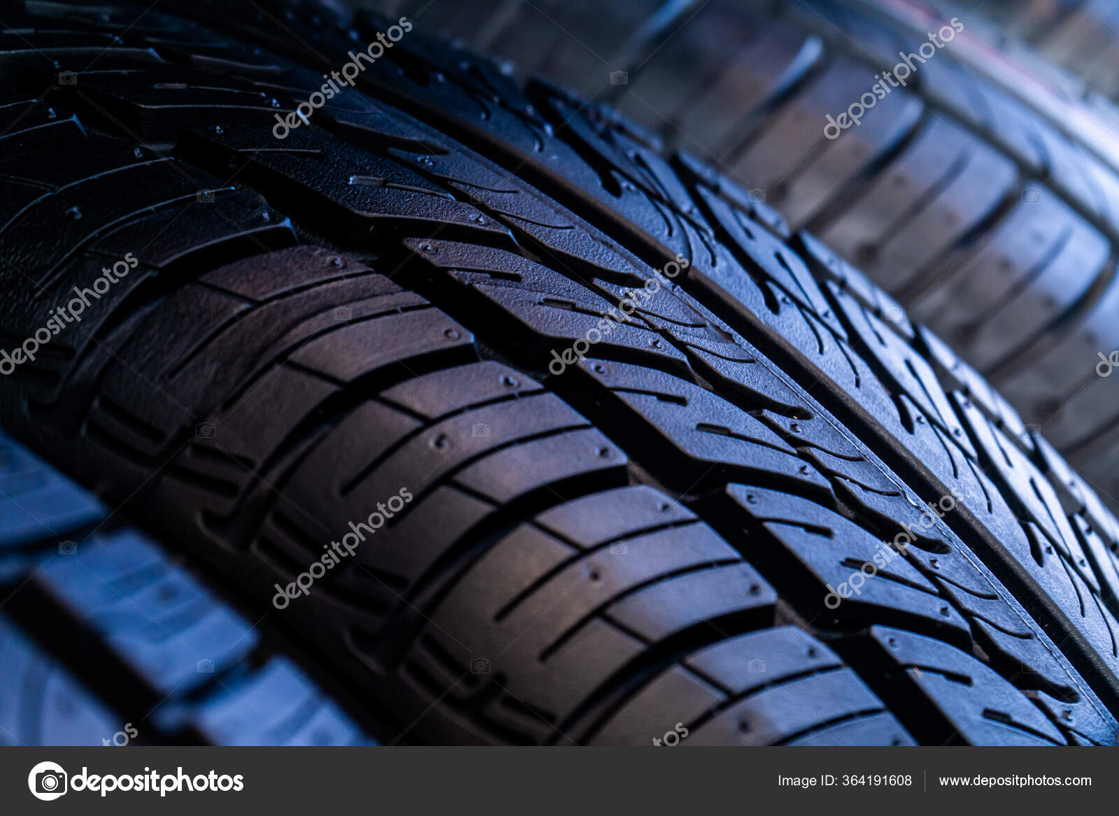 Car Tires Black Different Tread Patterns Lie Rows Stacks Top — Stock ...