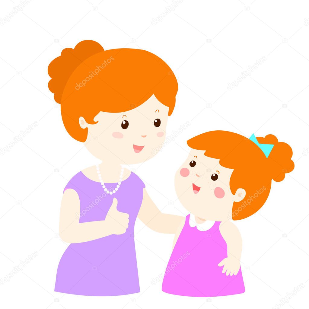 Madre admirar hija personaje de dibujos animados vector 2024