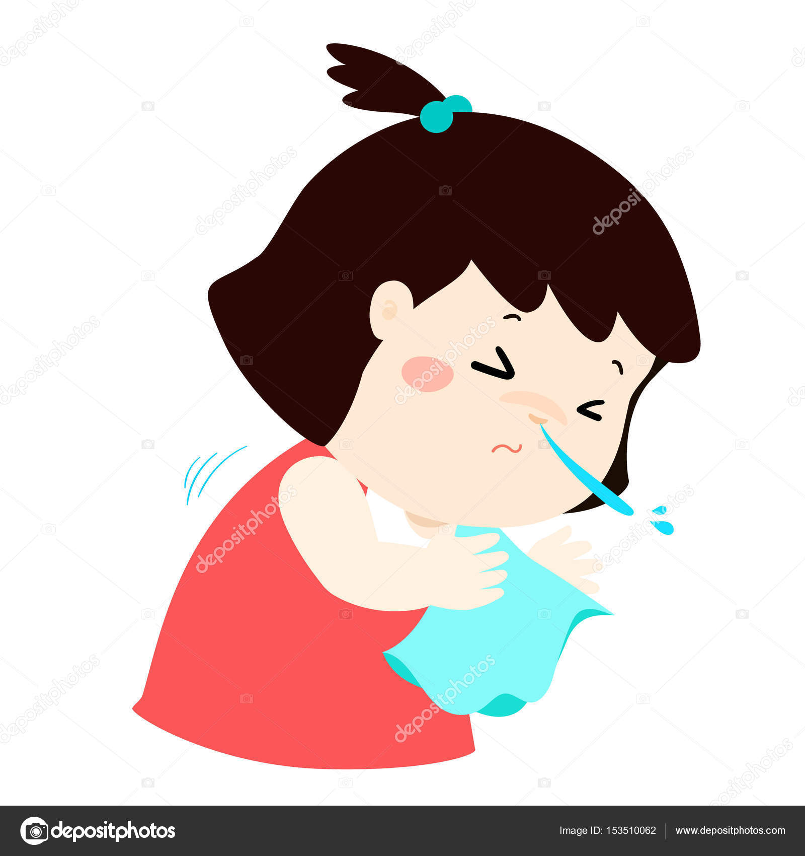 Niña estornudando vector de dibujos animados . Vector de stock ...