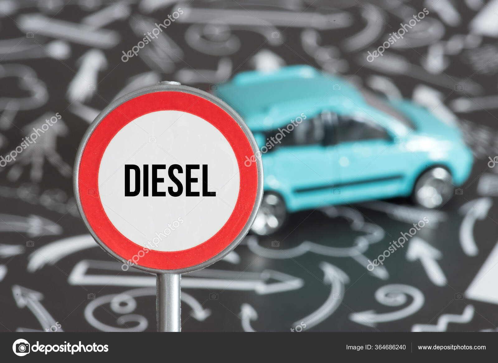Car Traffic Sign Indicating Diesel Driving Ban Stock Photo by ...