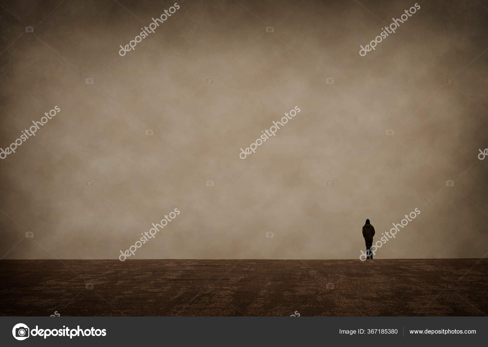 Man Waiting Alone Horizon Line — Stock Photo © jessicahyde #367185380