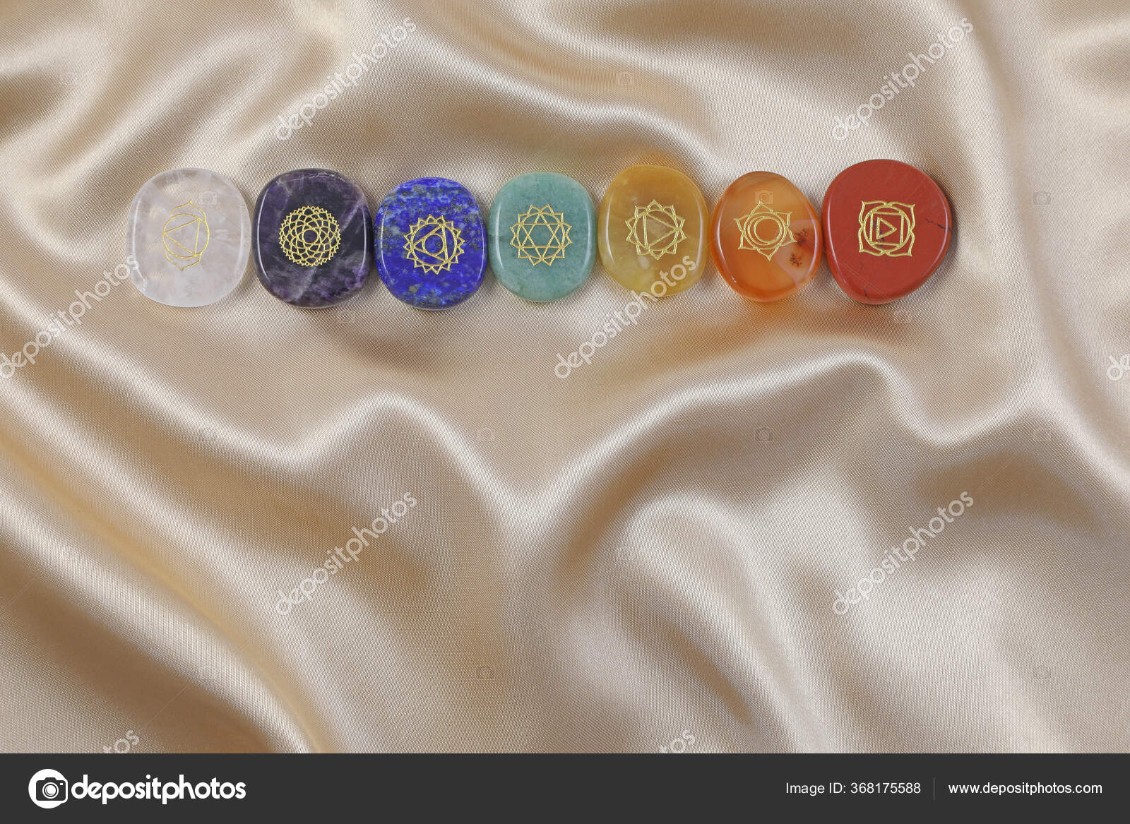 Single Row Seven Major Chakras Symbols Magenta Indigo Blue Green ...