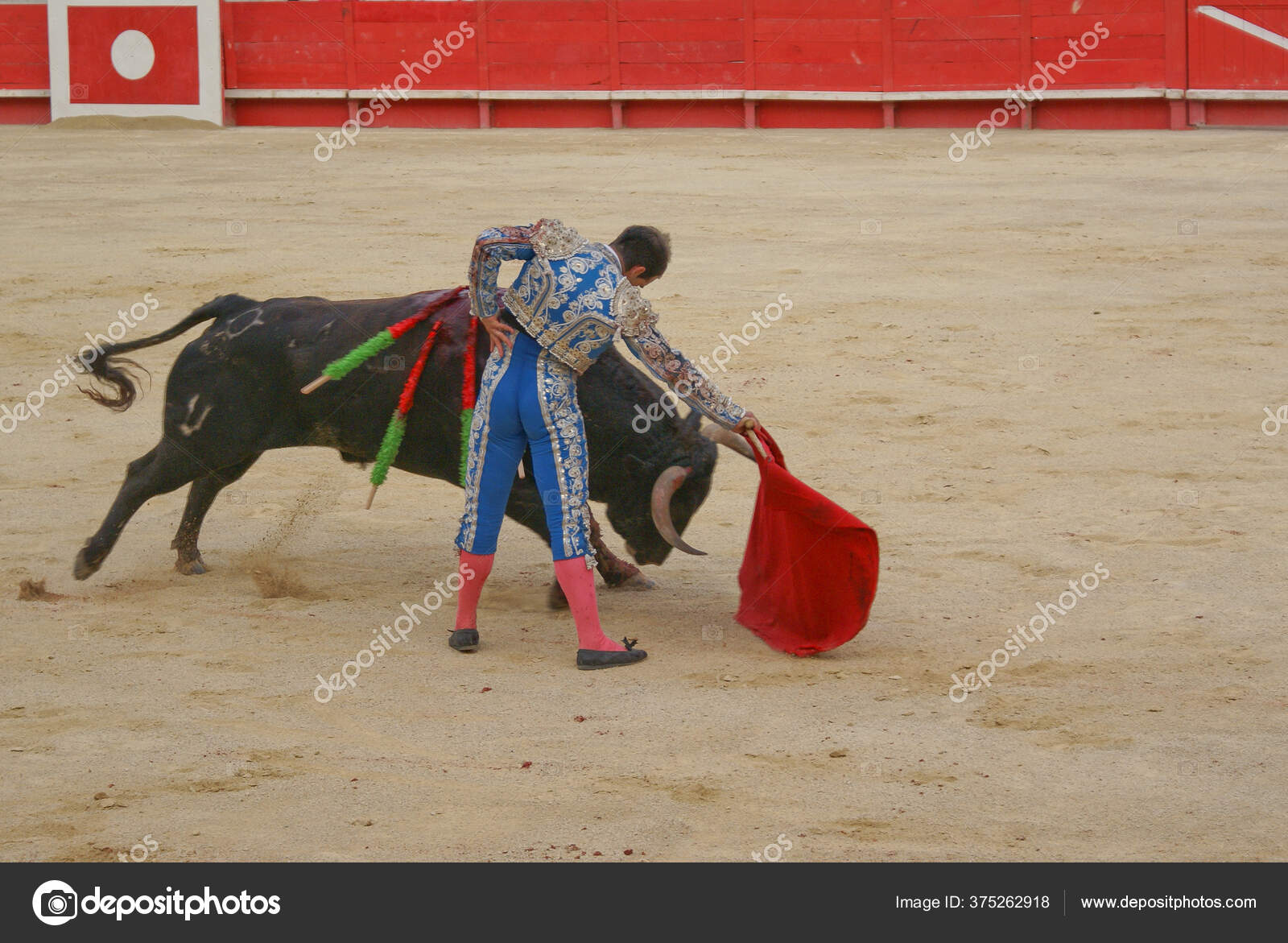 Spanish Torero Matador Bullfighter Performing Traditional Classic ...