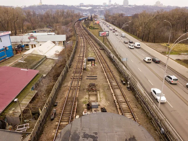 The Kyiv metro train moving on the rail - Stock Image - Everypixel