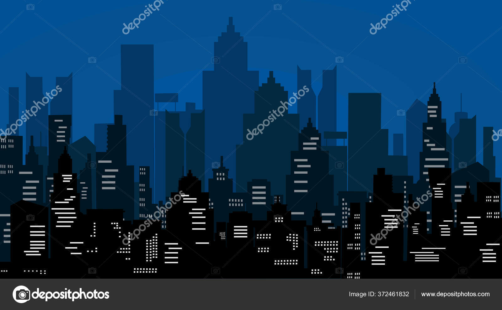 Vector Night City Dark Scape Night Cityscape Abstract Background Stock ...