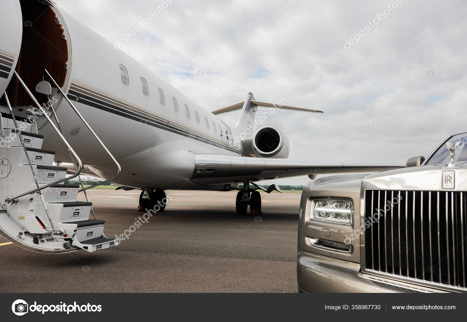 Private Jet And Rolls Royce