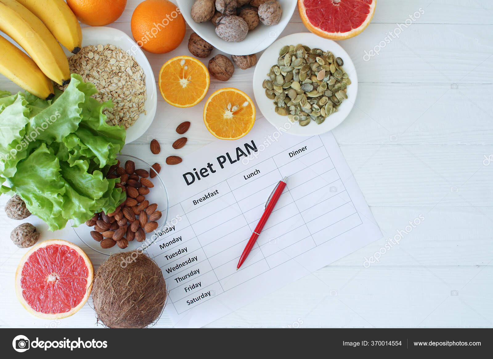 Healthy Eating Plan Meal Diet Planning Top View Flat Lay — Stock Photo ...