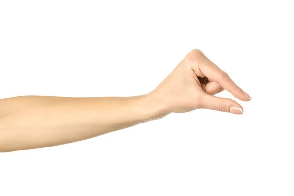 Hand Picking Holding Grabbing Reaching Woman Hand French Manicure ...