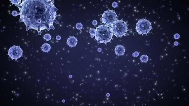 Viruses under microscope.Human immune system virus moving across screen ...