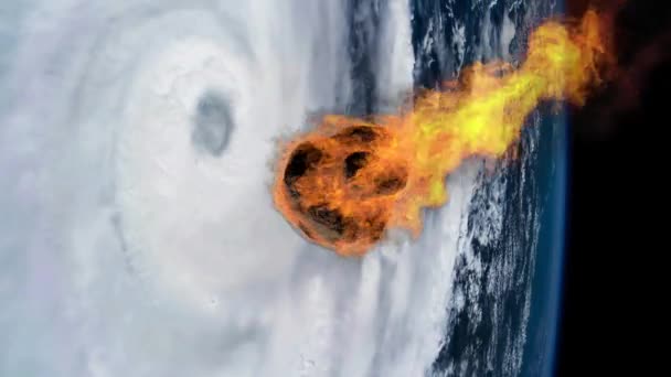 Meteorite Falling to Earth. Asteroid, comet, meteorite glows, enters ...