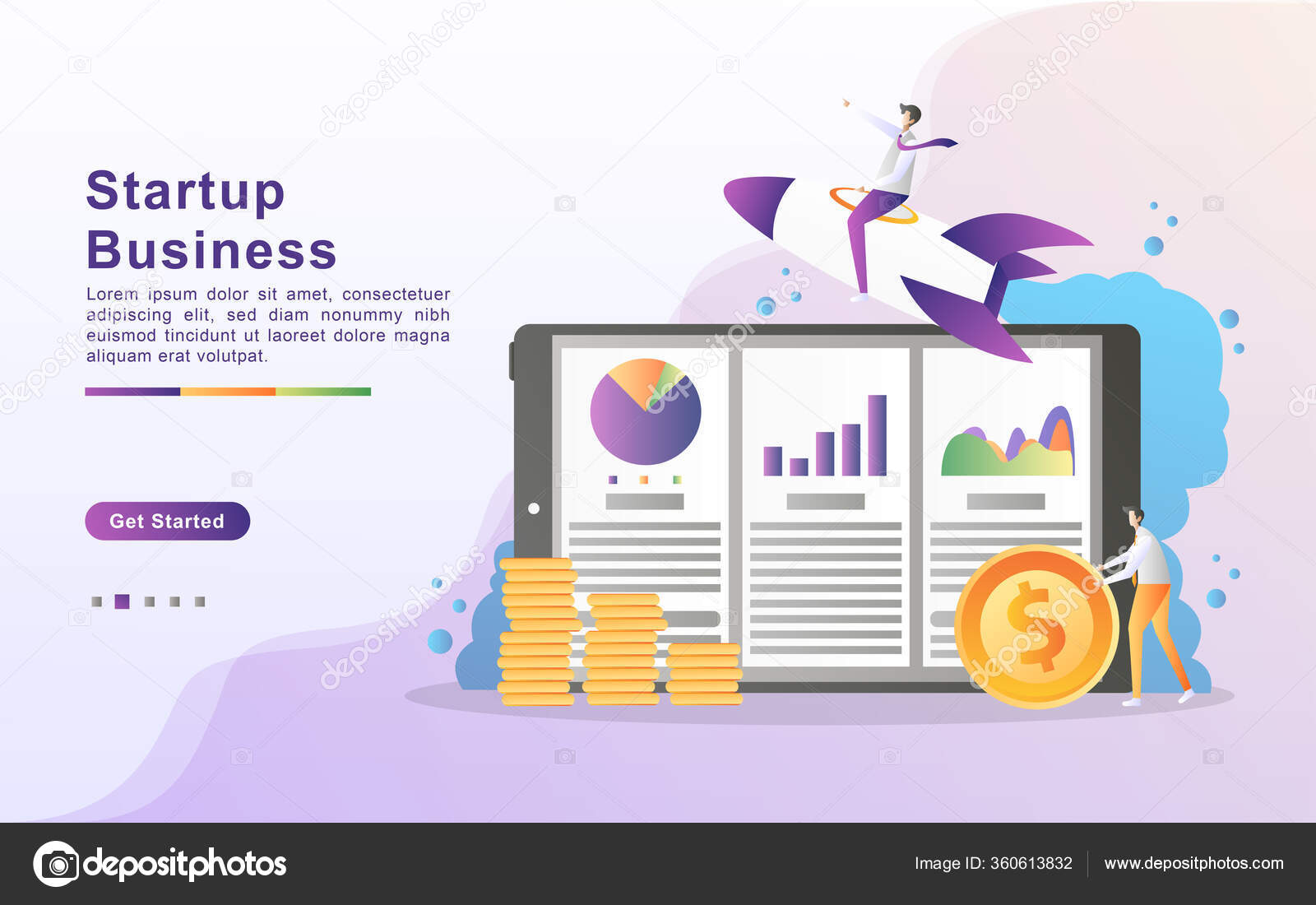 Startup Business Illustration Concept Business Partnership Concept People Analysis Data Stock ...