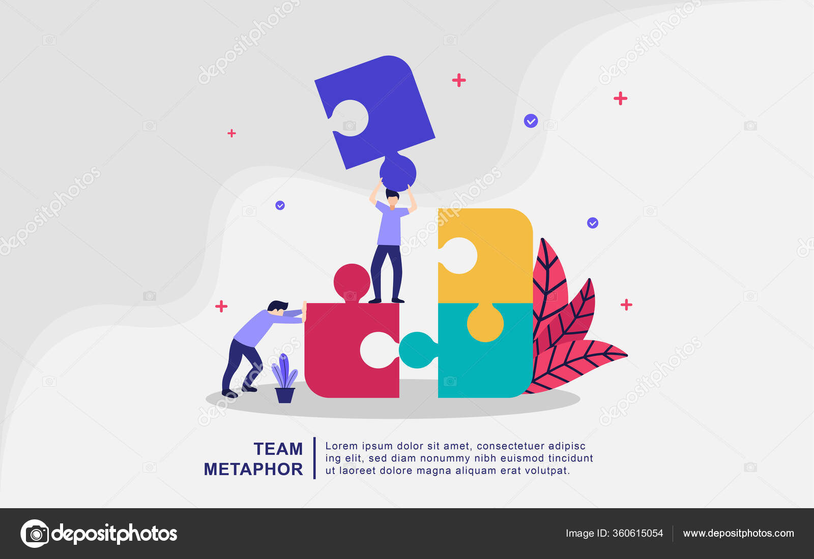 Team Metaphor Illustration Concept Coworking Freelance Teamwork ...