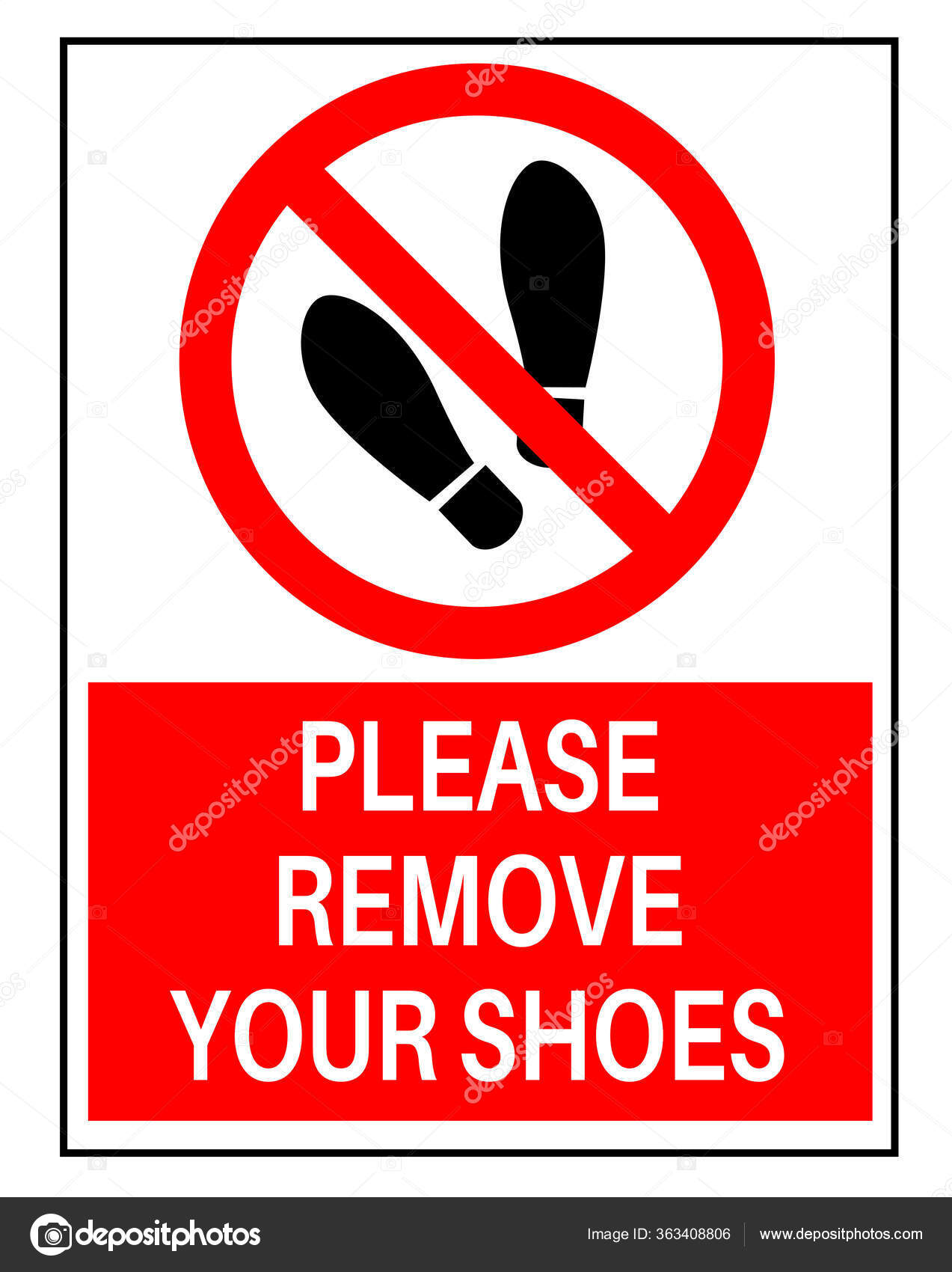 Caution Please Remove Your Shoes Sign Stock Vector (Royalty, 60% OFF